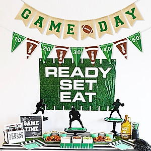 VILIFEVER Game Day Burlap Banner Football Themed Garland Bunting, Football Birthday Party Decorations, Football Concessions Stand Hanging Sign Outdoor Home Decor