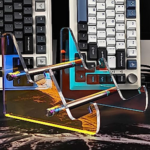 GEKUCAP Keyboard Display Stand, 2 Tier Colorful Mechanical Keyboard Holders, Thicker Rainbow Stand for Two Keyboards, Acrylic Keyboards Storage Holder Tray for Computer Tablet Picture Frame