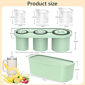 Ice Cube Tray For Stanley Cup 20-40oz,Silicone Hollow Cylinder Ice Mold With Lid And Bin for Tumbler,Ice Maker Freezer Accessories For Chilling Cocktails,Whiskey,Drinks,BPA Free (1Pack, Green)
