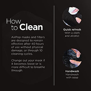 AIRPOP Light SE KN95 Face Masks 4 Pack, Reusable Washable 4-Layer Face Coverings, Contoured Fit, Lightweight Design, Adults/Kids Face Masks for Repeated Wear - Black