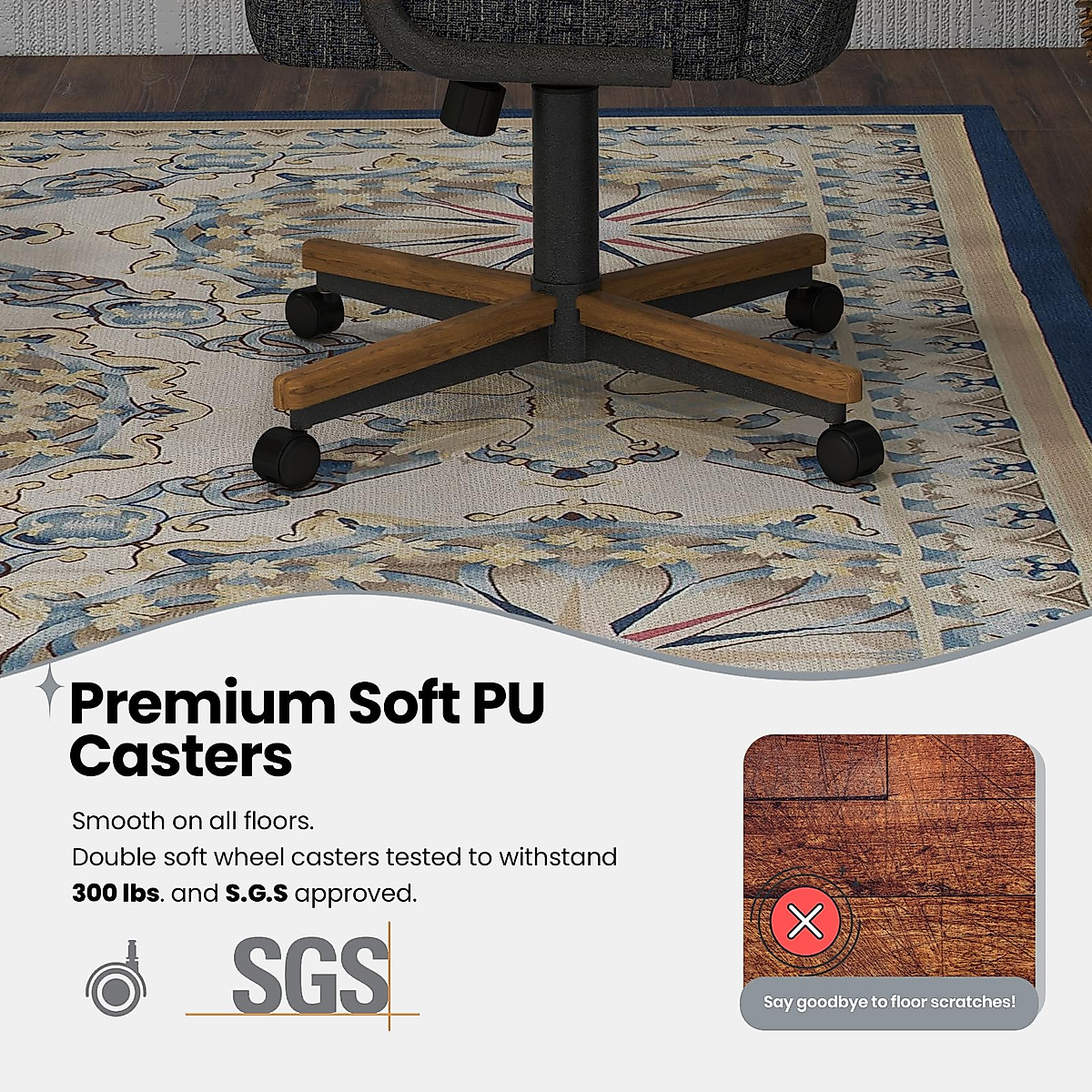 Chromcraft Ravenrock Indigo-Chestnut Set of 4 Swivel Tilt Dining Chairs, Swivel Dining Chairs, Dining Room Chairs Set of 4 Kitchen Chairs