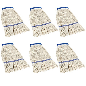 CertBuy 6 Pack Mop Head Replacement, Mop Heads Commercial Replacement Heavy Duty String Mop Refills Mop Head Replacement for Home Industrial and Commercial Use Cleaning (White)