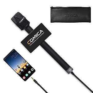 comica HRM-S Handheld Interview Microphone, 3.5mm TRRS Cardioid Condenser Reporter Microphone for Android, Laptops and DSLR Cameras, Wired Handheld Mic for Vocal, Recording, Speech, Stage, Wedding