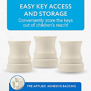 (3 Pack) Magnetic Safety Lock Key for Childproof Cabinet Locks - Includes 3 Adhesive Magnetic Key Holders White