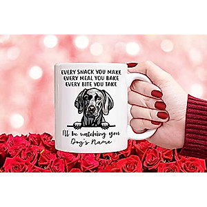 Personalized Weimaraner Coffee Mug, Every Snack You Make I'll Be Watching You, Customized Dog Mugs for Mom Dad, Gifts for Dog Lover, Mothers Day, Fathers Day, Birthday Presents