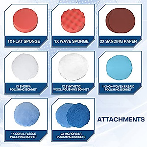 Saker Cordless Buffing Bonnet Pad - 6 Inch 10PCS Polishing Kit for Car Detailing, incl. Sponge for Waxers and Polisher