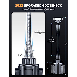 [Upgraded 15in] TORRAS Magnetic Car Cup Holder Phone Mount Adjustable Gooseneck Cup Holder Phone Holder for Car Compatible with iPhone Samsung and All Cell Phones