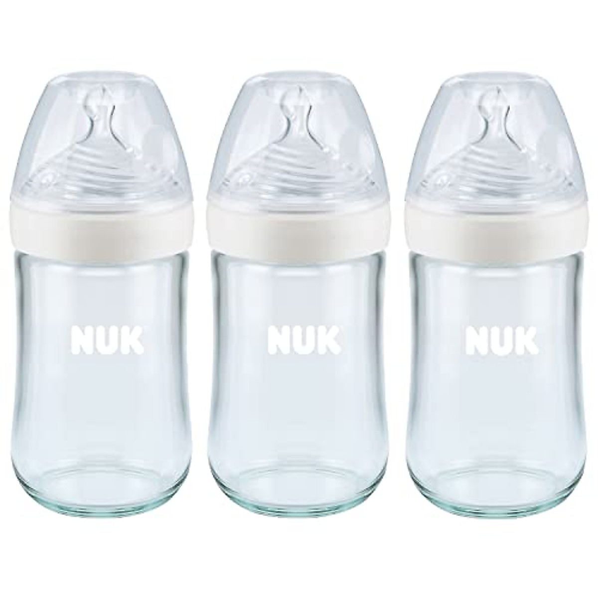 NUK Simply Natural Glass Bottles, 8 Oz, 3 Pack
