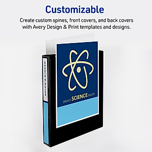 Avery Durable View 3 Ring Binder, 1 Inch Slant Rings, 250-Sheet Capacity, DuraHinge, 1.4 Inch Wide Spine, Customizable Clear Covers and Spine, 1 Bright Coral Pink Binder (17293)