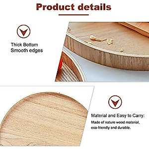 Wooden Serving Tray,Round Wood Plate Platter Catchall Tray Cheese Plates Coffee Tea Serving Tray Fruit Platters Party Dinner Plates Sour Candy Tray Wood Natural Round Serving Tray