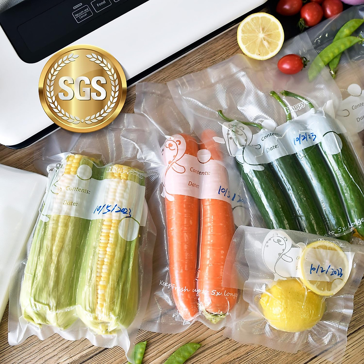 Happy Seal Vacuum Sealer Bags 6" x 10" 130 Pint Size for Food, Pre-cut Food Saver Airtight Vac Storage, Meal Prep or Sous Vide, Commercial Grade Vacuum Seal Freezer Bags