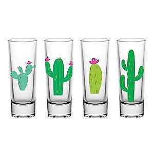 slant collections Creative Brands Set of 4 Shot Glasses, 2-Ounce, Cactus