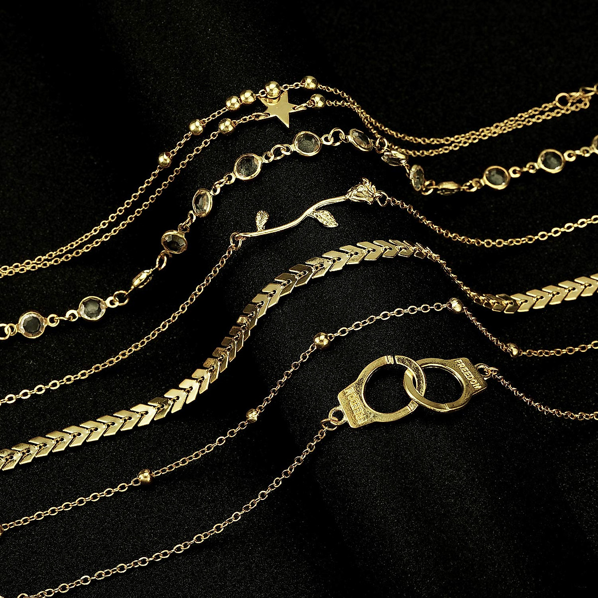 FUNEIA 12/16/30Pcs Ankle Bracelets for Women Gold Silver Rose Gold Charm Anklets Set for Teens Boho Layered Beach Adjustable Foot Chain Summer Beach Jewelry