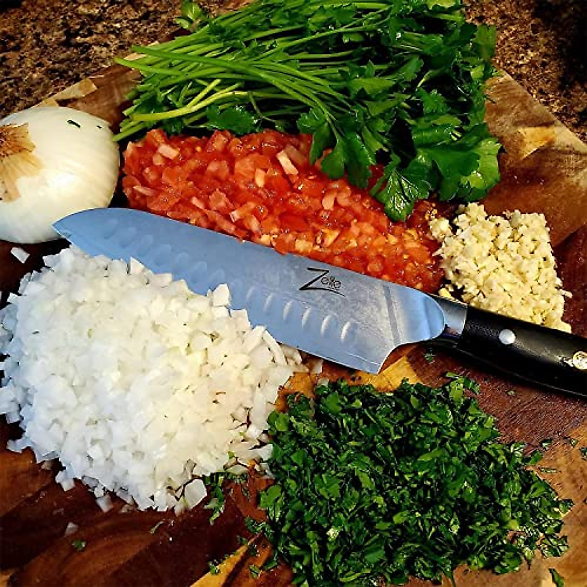 Zelite Infinity Santoku Knife 7 Inch, Santoku Chef Knife, Japanese Chef Knife, Japanese Knife, Chopping Knife, Santoku Knives - Japanese AUS-10 Super Steel 67-Layer Damascus Knife - Razor Sharp Knife