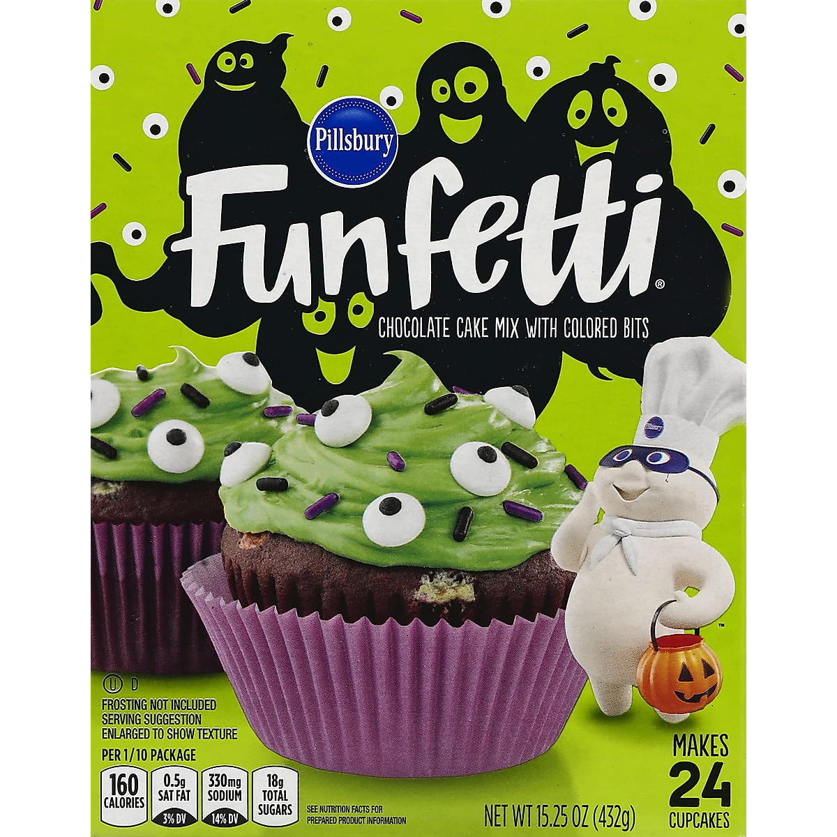 Pillsbury Funfetti Slime Cake Mix with Candy Bits, 15.25 oz Box (Pack of 2) with By The Cup Spatula Knife