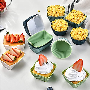 Dtzzou Silicone Cupcake Baking Cups 24 Pack Reusable & Non-stick Muffin Cupcake Liners 3 Shapes Cake Molds Sets for Party Supplies
