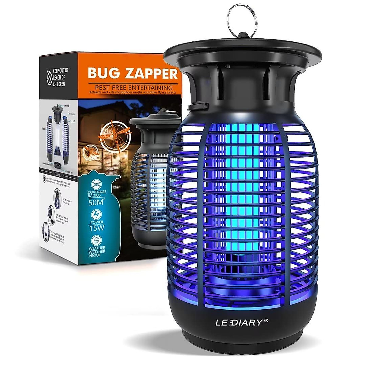 POWIFY Bug Zapper Outdoor, High Powered Mosquito Zapper Fly Zapper, Waterproof Mosquito Killer, Electric Insect Fly Traps for for Gnat, Moth, Flying Insect