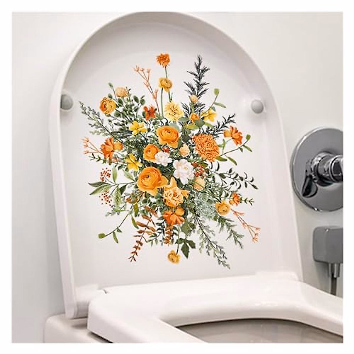 Bathroom Toilet Lid Decal, 2 Pieces Toilet Tank Decoration Self Adhesive Stickers