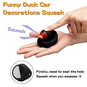 wonuu Rubber Duck Car Decorations Black Duck Car Dashboard Ornaments with Propeller Helmet
