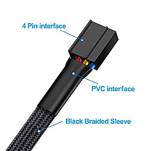 Motherboard PWM Fan Hub Splitter, 4 Pin Sleeved 1 to 5 Splitter 5 Way PC CPU Case Internal Cooling Case Fan Power Extension Splitter Adapter Cable for ATX Computer Case & Cooler Case Fans(15.7In)