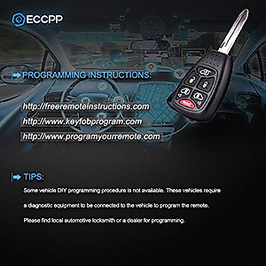 ECCPP Uncut 315MHz for Chrysler Keyless Entry Remote for Dodge Key Fob 04 05 06 07 Replacement for Chrysler Town & Country/for Dodge Grand Caravan/for Dodge Caravan key fob M3N5WY72XX (Pack of 2)