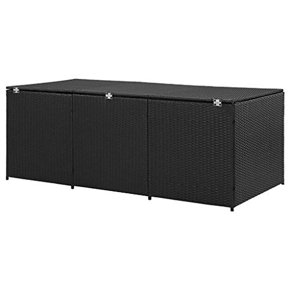 Canditree Outdoor Large Storage Box, Storage Contrainer Rattan, Organizers for Garden Furniture Pillows Cushions (Black)