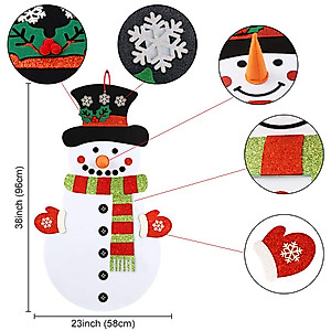 OurWarm Felt Snowman for Kids Wall, 3.2Ft Double-Sided DIY Felt Christmas Snowman Set with 35 Glitter Detachable Ornaments Xmas Gift for Toddlers Kids Christmas Home Door Wall Hanging Decorations