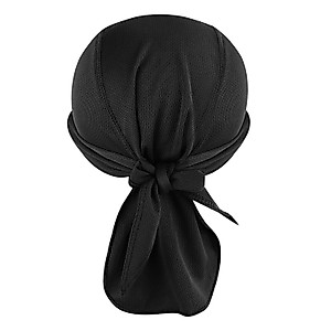 Sun Hat Visor Headwrap Pre Fitted Bandana Tied Hat with Brim Cycling Skull Cap Bandana Dew Rap Head Wrap Running Hat Men Women Head Scarf Cover Black