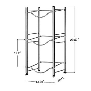 Water Cooler Jug Rack, 3-Tier Water Bottle Storage Rack 5 Gallon Detachable Heavy Duty Water Bottle Shelf for Home Office Kitchen Organization Silver