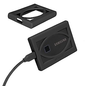 Alltravel External Solid State Drive Bumper Sleeve for Samsung T7,T7 Touch Portable SSD - 1TB, 2TB, 500GB - USB 3.2 External Solid State Drives, Super Strong Bumper Anti Shock, Shake and Drop (Black)