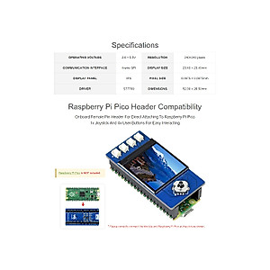 Waveshare 1.3inch RGB LCD Display Module for Raspberry Pi Pico, 240×240 Resolution IPS Screen 65K RGB Color SPI Interface ST7735S Driver
