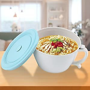 GMAEURL Microwave Ramen Cooker Bowl With Lids Instant Ramen Noodle Bowl With Phone Holder- 40 Oz Large Bpa Free/Food Grade For Office College Dorm Room Instant Cooking Dishwasher Safe