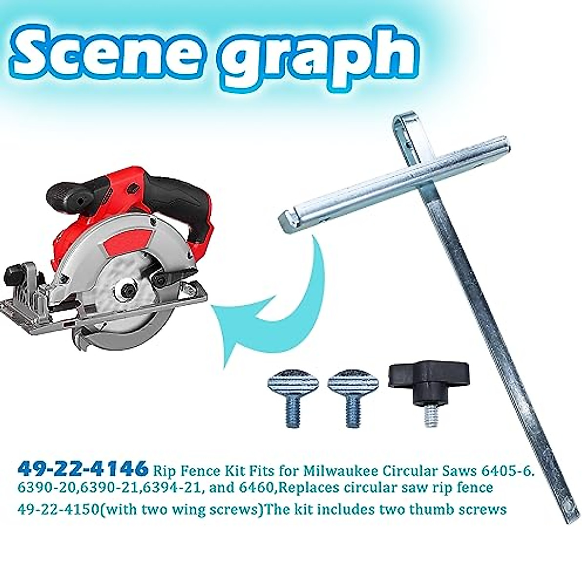 49-22-4146 Rip Fence for Milwaukee 6405-6, 6390-20, 6390-21, 6394-21, and 6460 Circular Saws