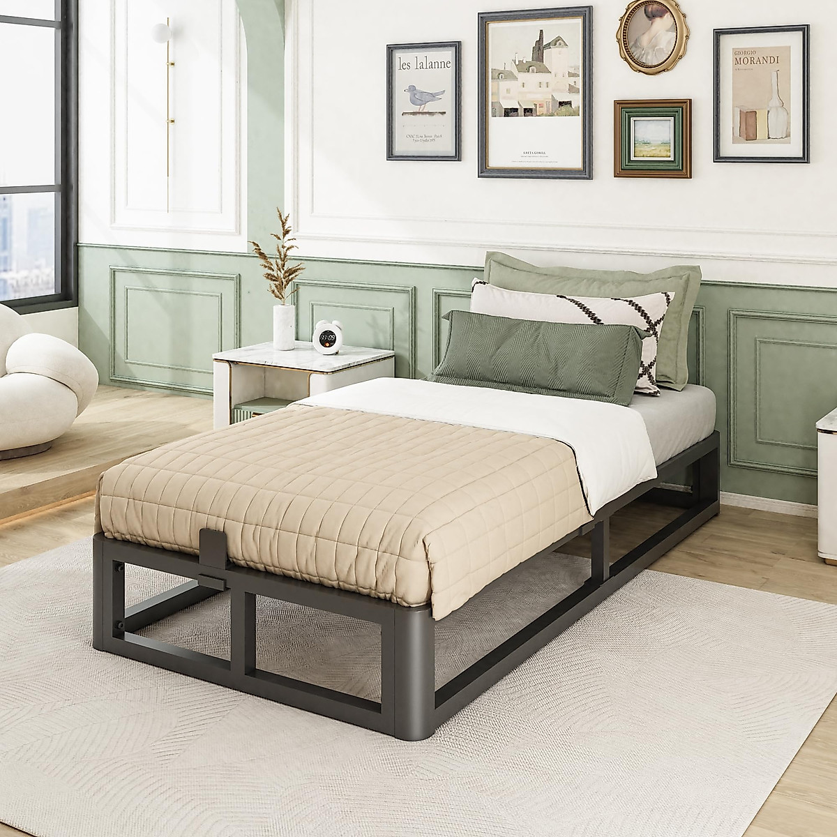 Firpeesy Upgrade Anti Bending and Round Corner Legs 10 inch Metal Twin Bed Frame 3500 LBS Heavy Steel Slats Support Platform Bed Frames No Box Spring Needed Platform Noise Free Easy Assembly