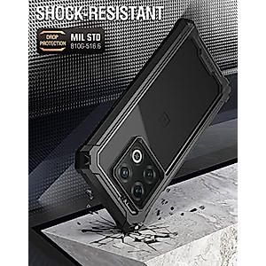 Poetic Guardian Case Designed for OnePlus 10 Pro 5G, Built-in Screen Protector Work with Fingerprint ID, Full Body Hybrid Shockproof Bumper Cover Case, Black/Clear