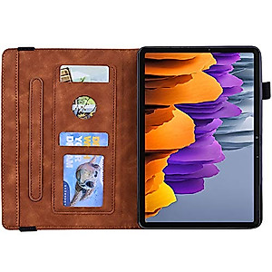 Pefcase Case for Galaxy Tab S7 Plus 12.4 inch Premium PU Leather Folio Stand Cover with Card Slot Pen Holder Multi-Angle Viewing, for Samsung Galaxy Tab S7+ Plus 2020 SM-T970/T975/T976 - Brown