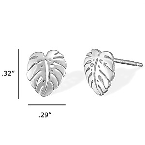Boma Jewelry Sterling Silver Monstera Leaf Stud Earrings (Silver)