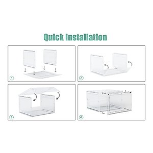 FUNLAX Shoe Storage Box, 8 Pack Clear Plastic Shoe Organizer Stackable Shoe Box Drop Front Shoe Containers Bins for Display Fit up to US Size 13