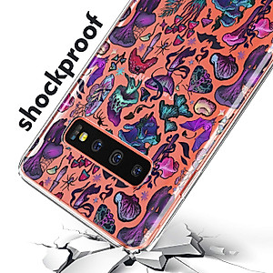 TPU Phone Case Compatible with Samsung A72 A71 5G A70 A51 A50 A32 A21 A11 A12 A13 A14 A01 Clear Silicone Forest Mushrooms Lightweight Amanita Witchy Magic Moth Shockproof Protective Bats