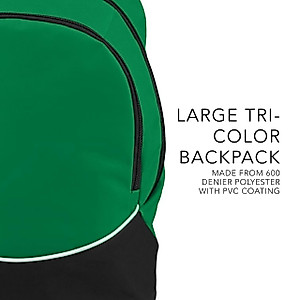 Augusta Sportswear Large Tri-Color Backpack, One Size, Kelly/Black/White
