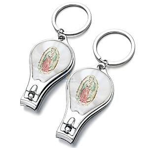 WE Our Lady of Guadalupe (12 PCS) Baptism Keychain with Nail Clipper and Opener Party Favors for Baby Boys and Girls/Bautizo Recuerdos/Gift for Guest/Christening/First Communion Favors