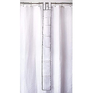 Skywin 1 Pack Shower Liner With Pockets, Hanging Mesh Shower Caddy – 57 x 6 Inches with 7 Pockets, 100% Polyester Mesh Fabric, Adjustable Velcro Strap or Hook, Pocket Shower Curtain