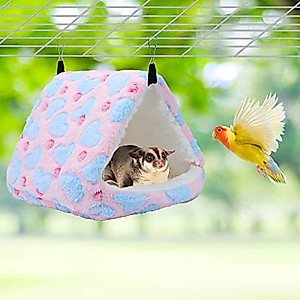 Litewoo Sugar Glider Sleeping Pouch Small Animal Hammock, Hanging Bed Warm Cotton Nest for Rat Hamster Gerbil Sugar Glider Chinchilla Squirrel Guinea Pig (Large Pink)