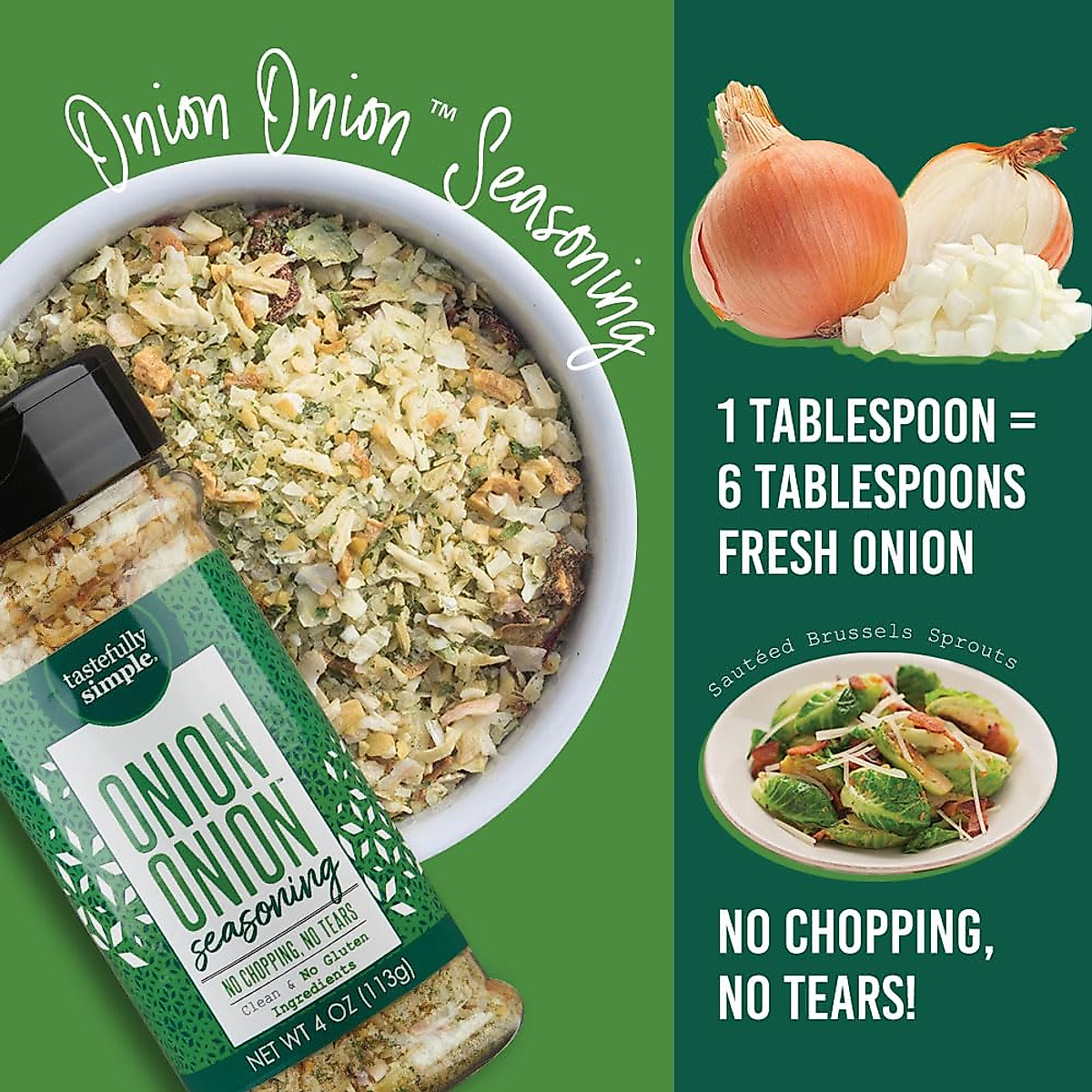 Tastefully Simple The Essential 3, Onion Onion Seasoning, Garlic Garlic Seasoning and Seasoned Salt, 4.5 Ounce (Combo Pack of 3)