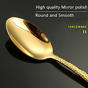 ELiTA ESSENTIALS Luxury 24 Pieces Flatware Set, Hammered Cutlery Set, Premium 304 Stainless Steel Silverware, Knives Forks Spoons, Cutlery Set, Utensils, Tableware Set, Serving 6 (Gold)