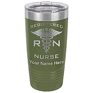 LaserGram 20oz Vacuum Insulated Tumbler Mug, RN Registered Nurse, Personalized Engraving Included (Camo Green)