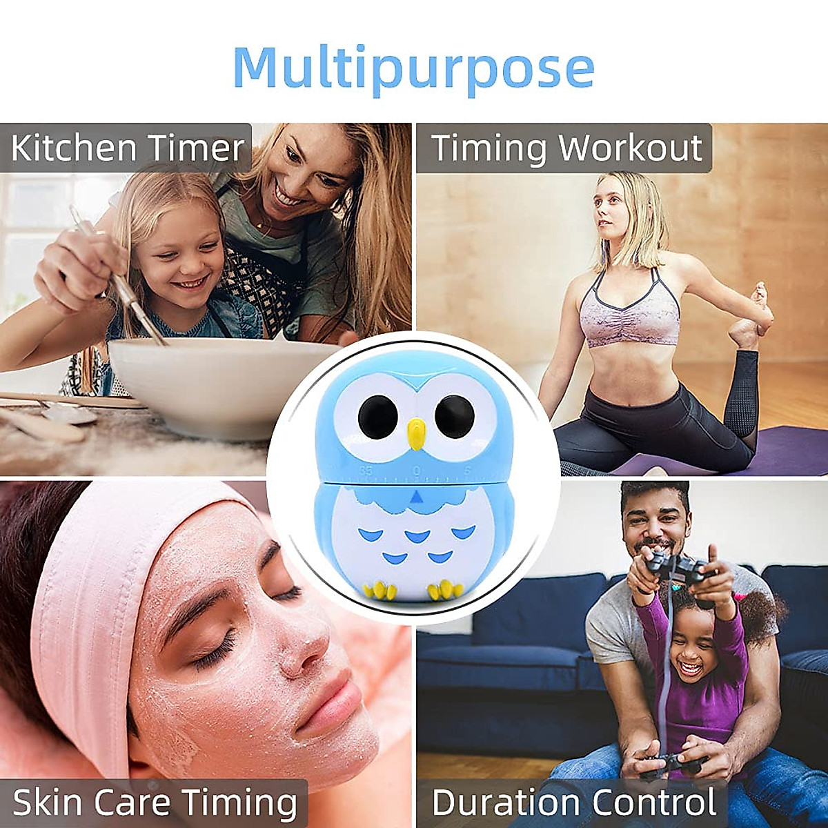 Dolovemk Kitchen Timer,Analog Timer,60 Minute Wind Up Timer Egg Timer-Loud Ring Timers,No Batteries Required 100% Mechanical (Owl)