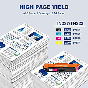 CSSTAR Compatible TN227 Toner Cartridge Replacement for Brother TN227 TN223 TN227BK/C/M/Y High Yield Compatible with MFC-L3750CDW HL-L3270CDW HL-L3290CDW HL-L3210CW MFC-L3710CW Printer (4 Pack)