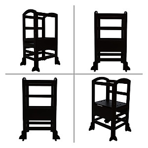 SDADI LT02B Kids Kitchen Adjustable Height Toddlers Children Learning Step Stool Tower with 4 Changeable Heights for Kitchen and Bathroom, Black