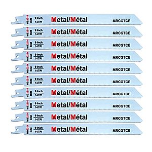 10 Piece 9” 14-TPI Thick Metal Cutting Reciprocating Saw Blades